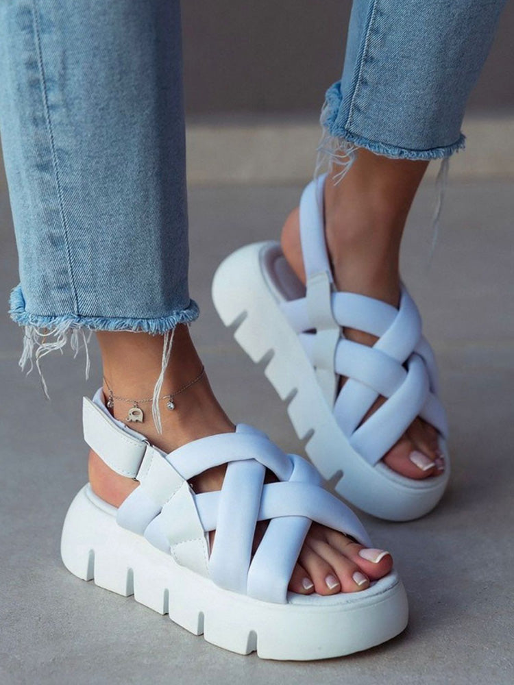 Velcro Cross Strap Platform Sandals – RoopKa